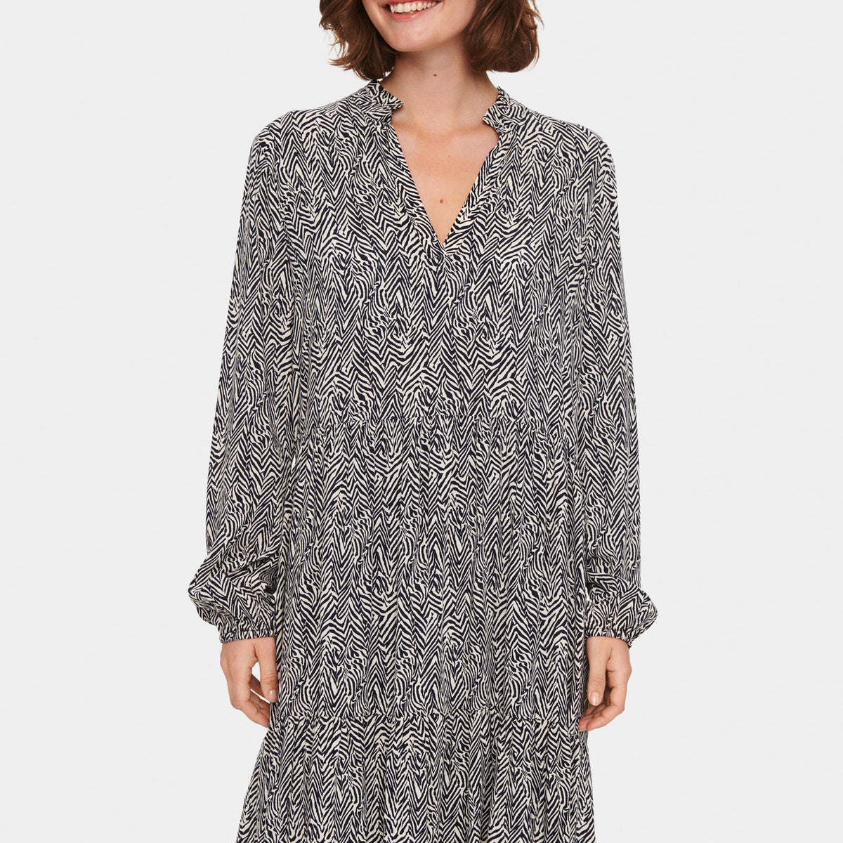 Eda LS Dress - Night Sky Zig Zebra | Doodie Stark