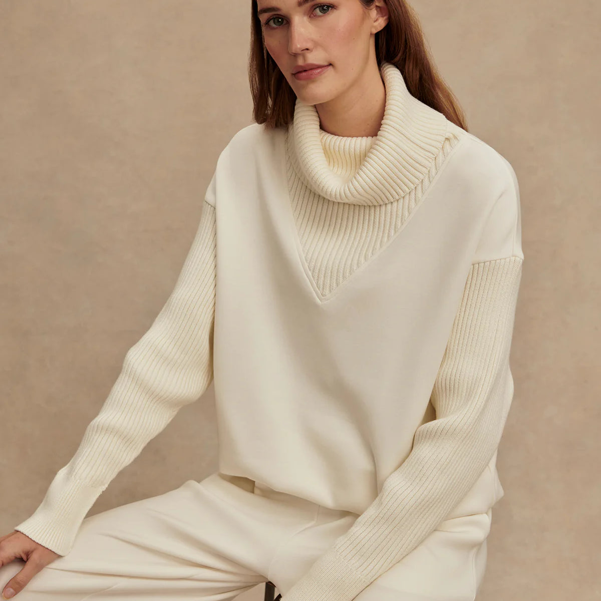 Hannah Cowl Neck Sweat - Egret – Doodie Stark