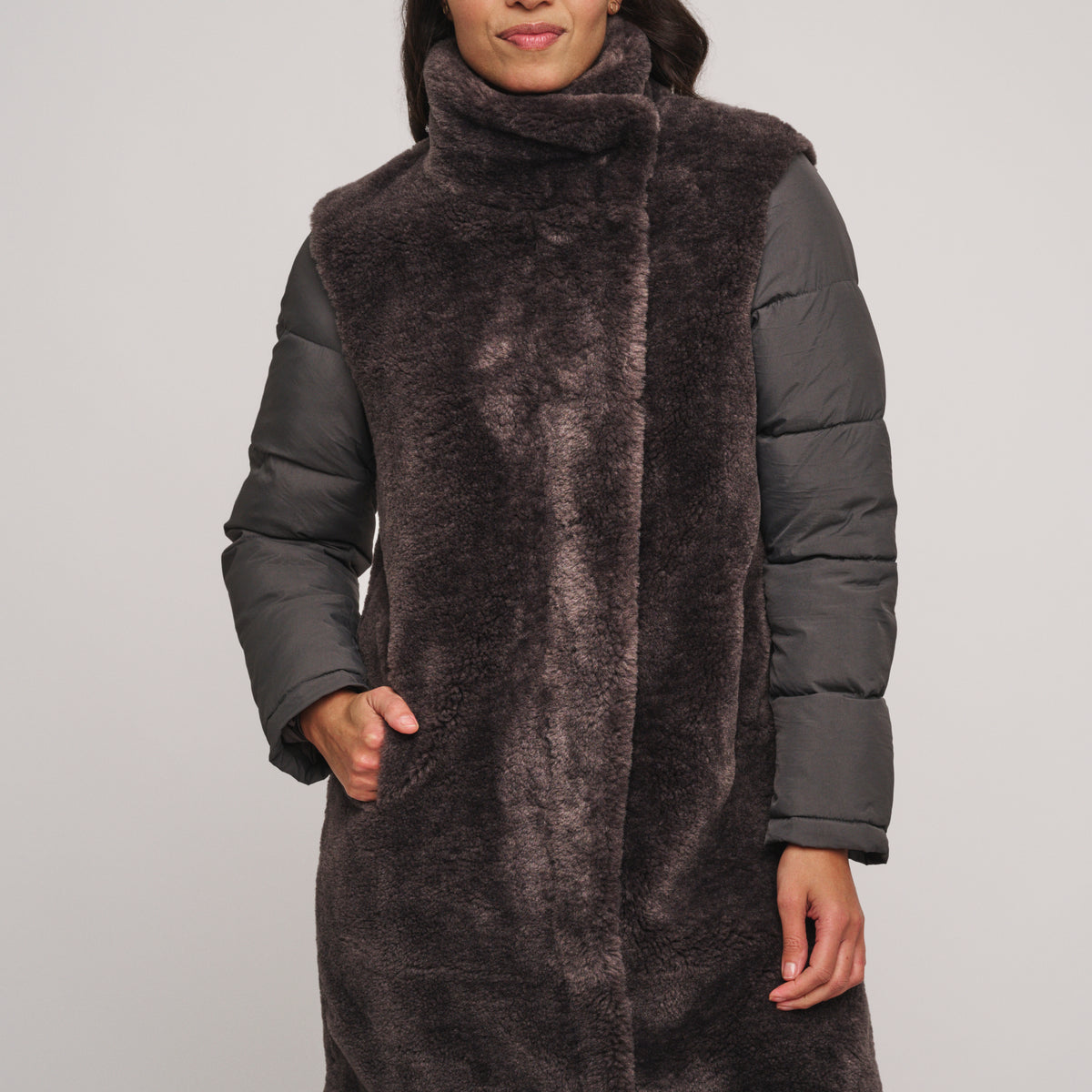 Rouke Faux Fur Coat - Graphite – Doodie Stark