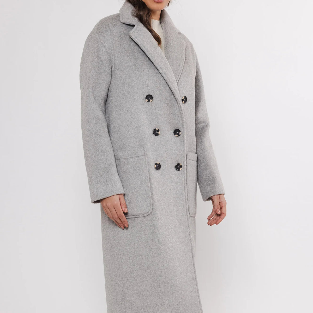 Teuni Double Breasted Coat - Light Grey – Doodie Stark