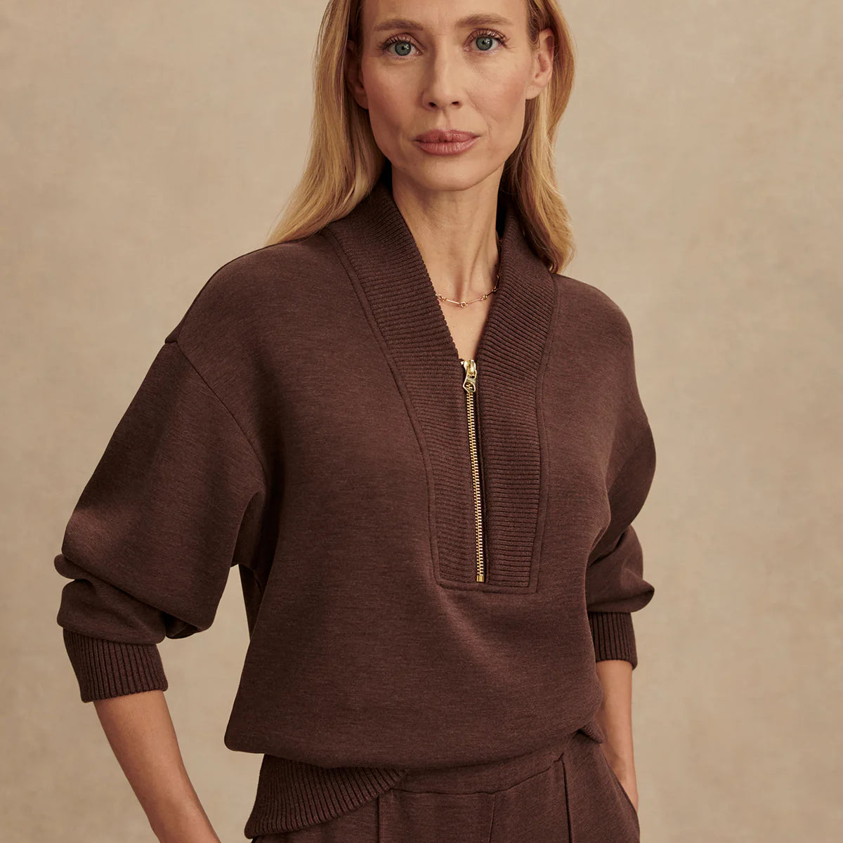 Sally Half Zip Sweat - Coffee Bean Marl – Doodie Stark