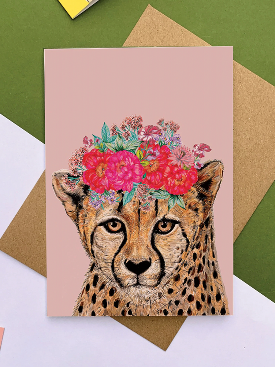 Cheetah Floral Card | Doodie Stark