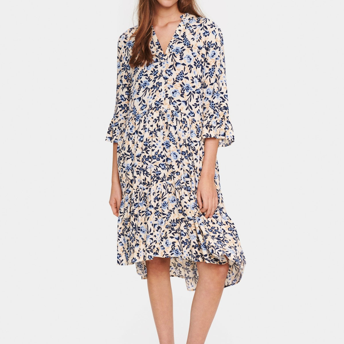 Eda Dress - Creme Backyard Floral | Doodie Stark