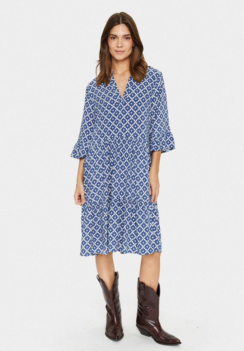 Eda Dress - BlueIndigo Maroc Tiles – Doodie Stark